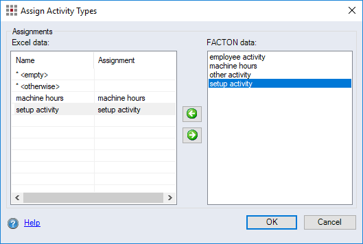 Excel Import (Activity Type) dialog