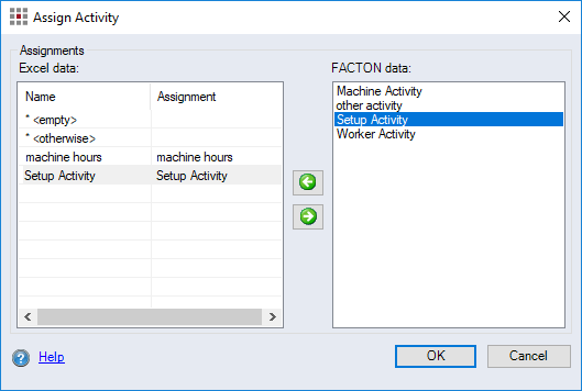 Excel Import (Activity) dialog